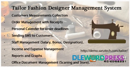 Download TAILOR / FASHION DESIGNER MANAGEMENT SYSTEM Free - DLEWordPress
