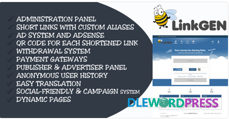 Download LinkGen-Monetized AdFly Clone URL Shortener PHP Script Free - DLEWordPress